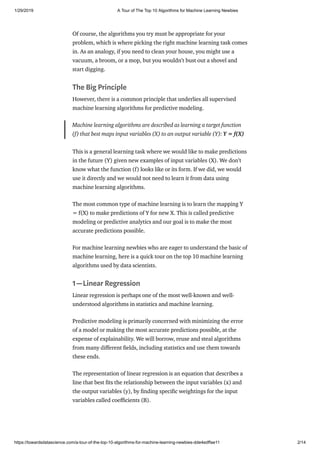 A tour of the top 10 algorithms for machine learning newbies | PDF
