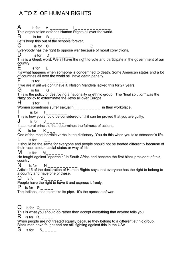 A to z of human rights | DOC | Debated Sensitive Social Issues ...