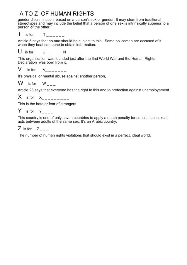 A to z of human rights | DOC | Debated Sensitive Social Issues ...