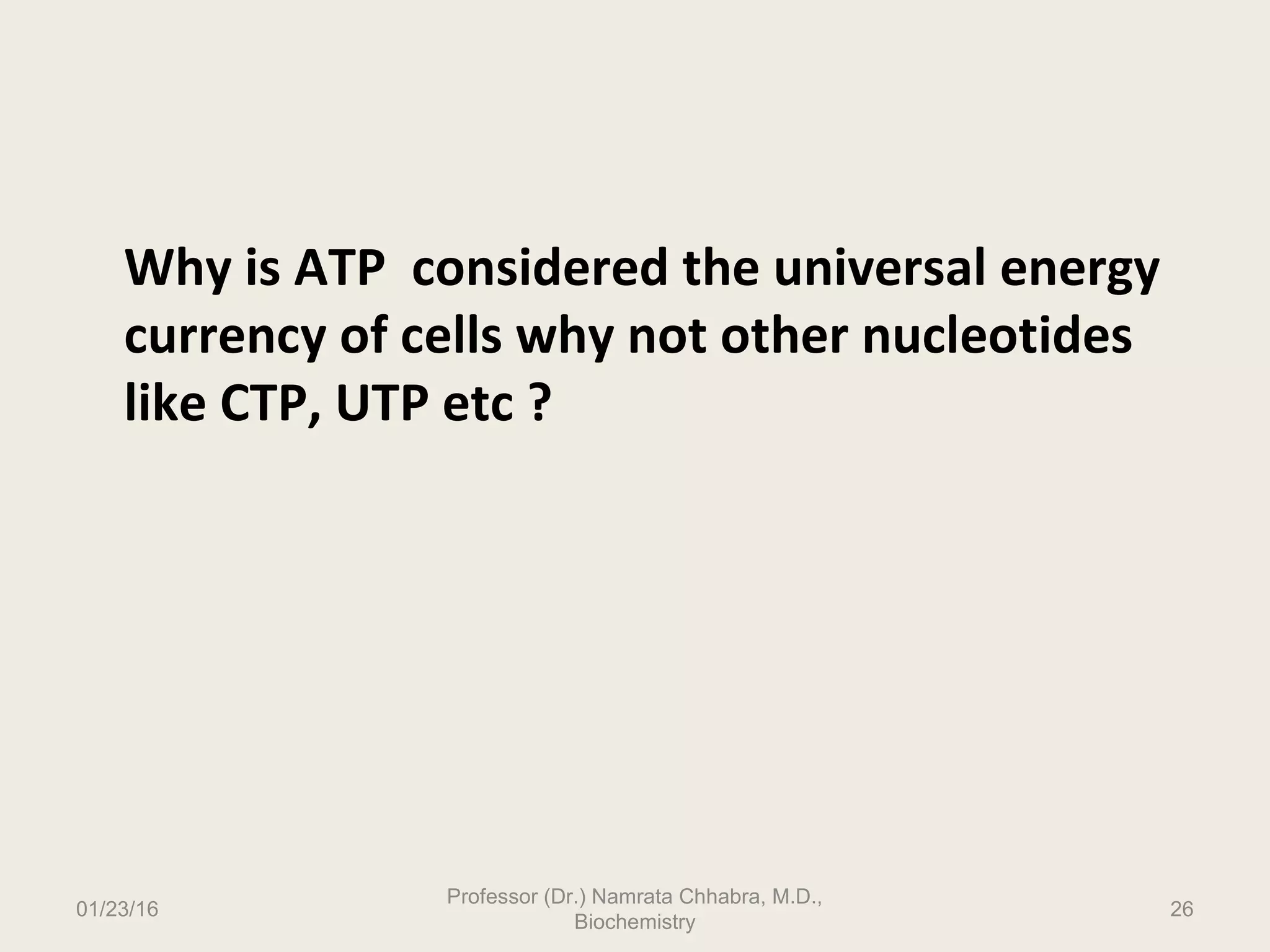 ATP- The universal energy currency of cell | PPT