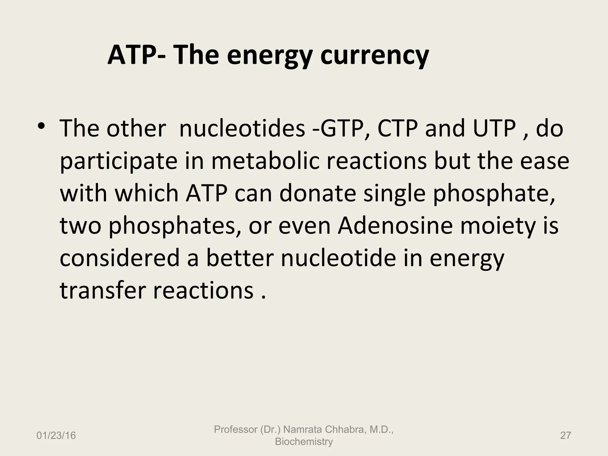 ATP- The universal energy currency of cell | PPT