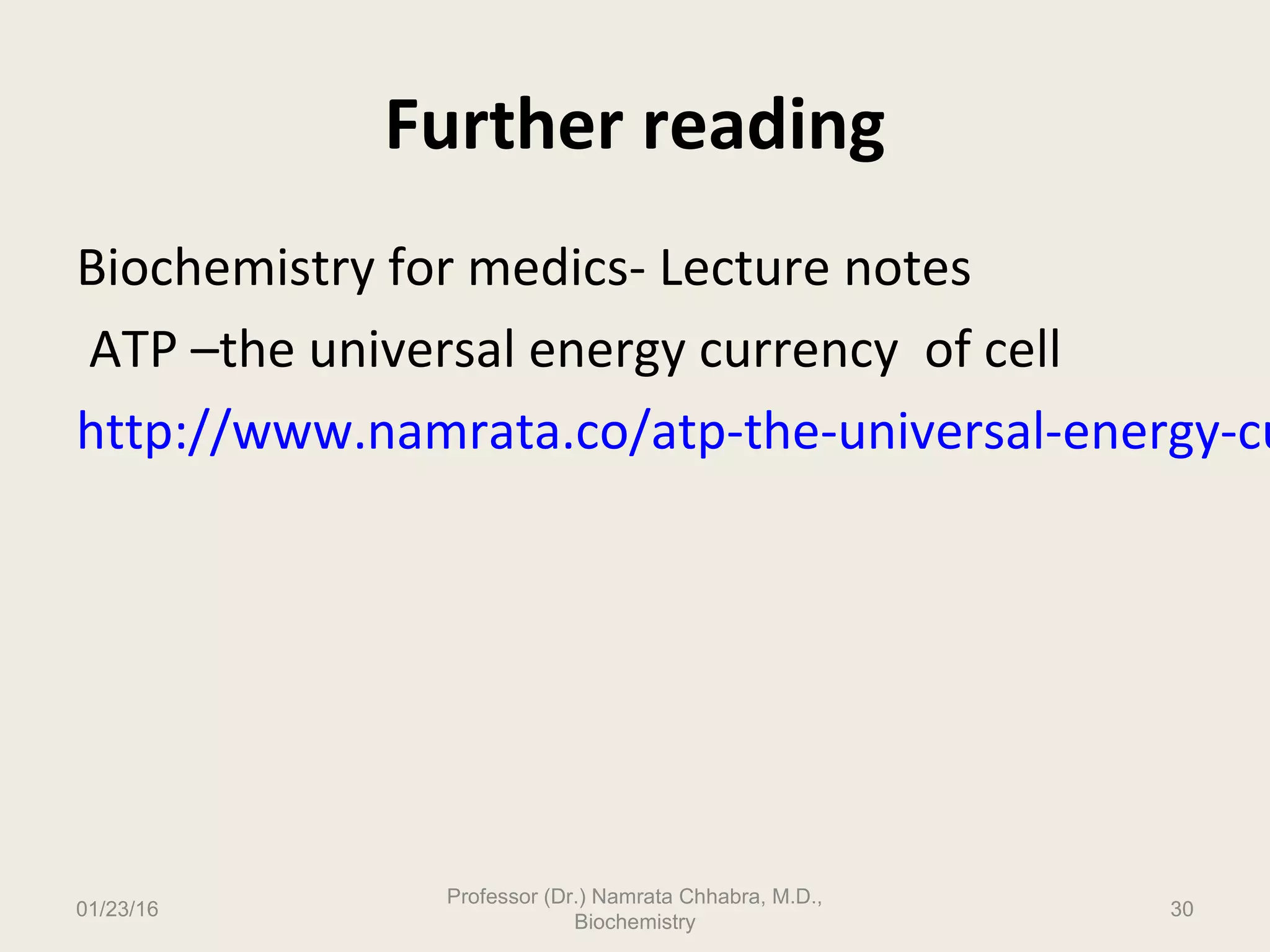 ATP- The universal energy currency of cell | PPT