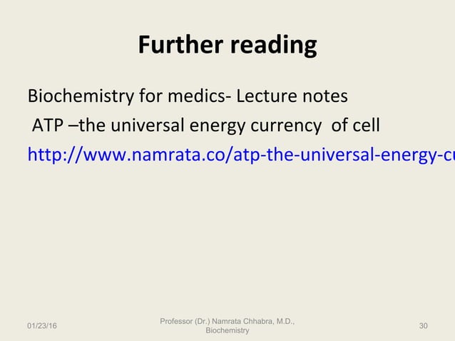 ATP- The universal energy currency of cell | PPT