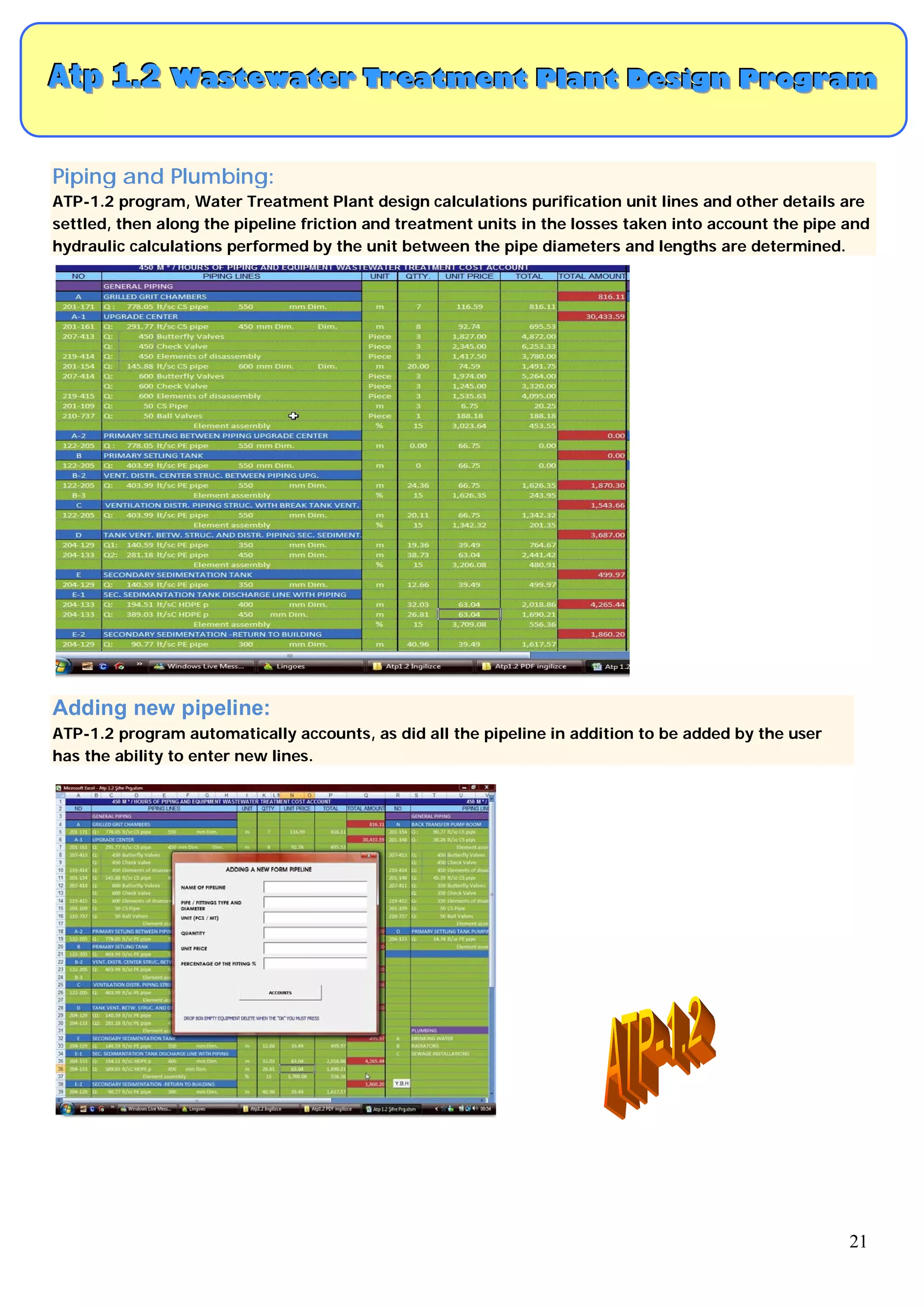 Atp1.2 to AutoCAD Wastewater Treatment Plant Design Program | PDF