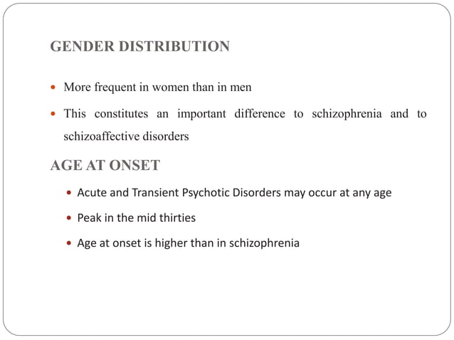 Acute and transient Psychotic Disorder | PPTX | Mental Health ...