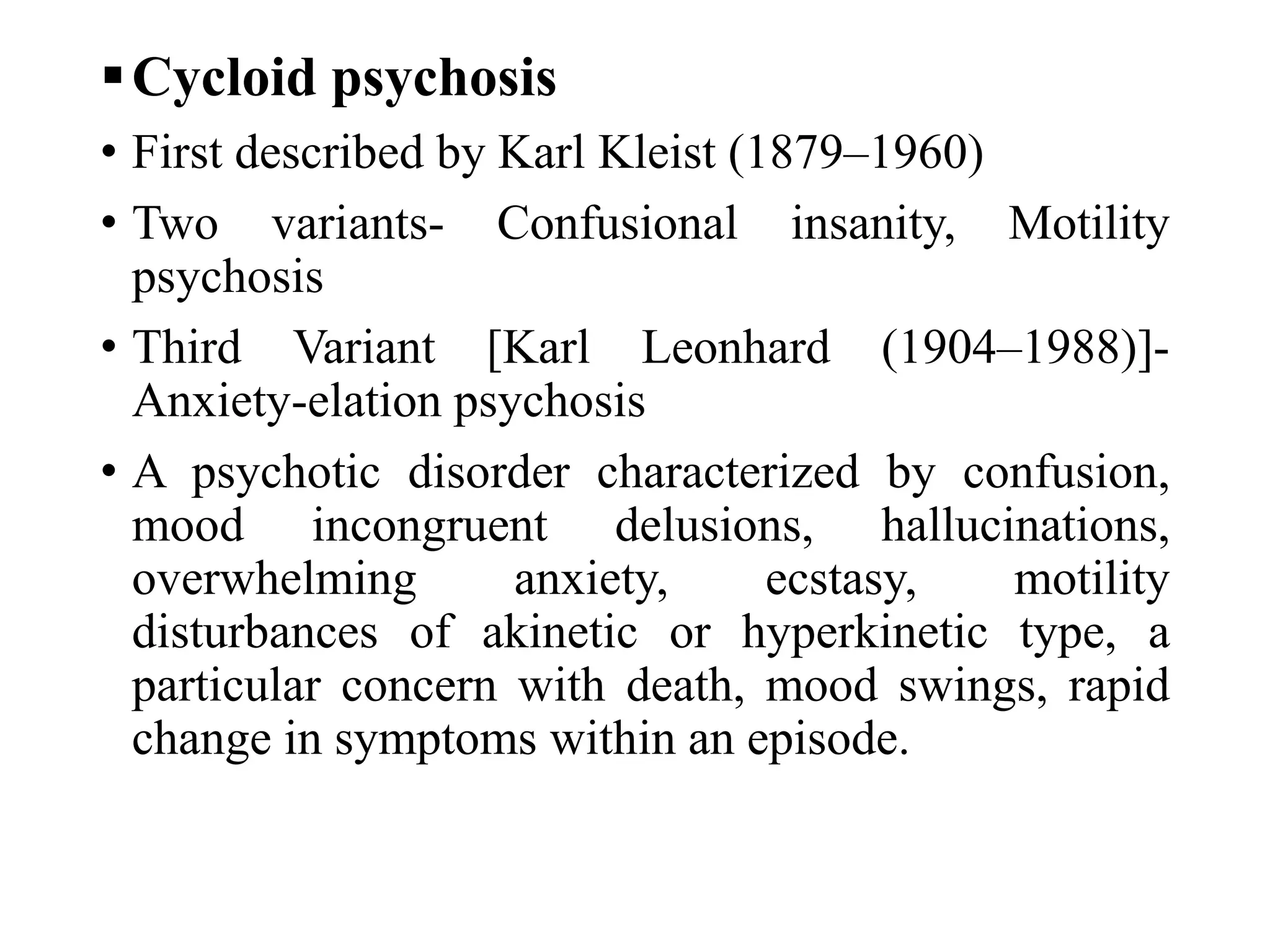 An Overview of Aute and Transient Psychiosis / Brief Psychotic Disorder ...