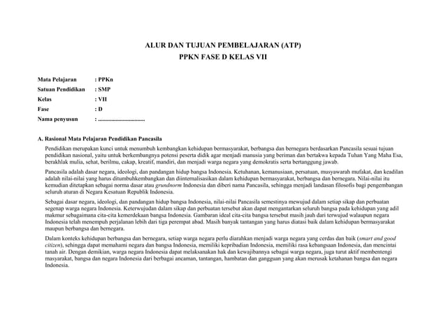ATP Fase D7 - Pendidikan Pancasila kelas 7.doc
