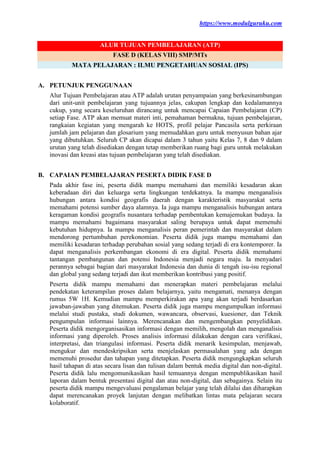 ATP (Alur Tujuan Pembelajaran) Fase D Kelas 8 SMP IPS | DOCX