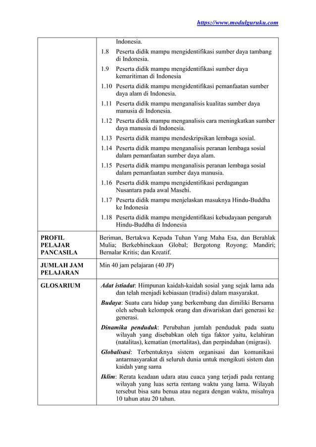 ATP (Alur Tujuan Pembelajaran) Fase D Kelas 8 SMP IPS | DOCX