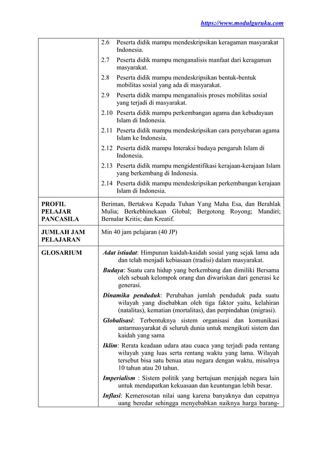 ATP (Alur Tujuan Pembelajaran) Fase D Kelas 8 SMP IPS | DOCX