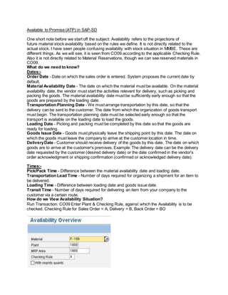Availability To Promise | DOCX | Business | Business and Finance