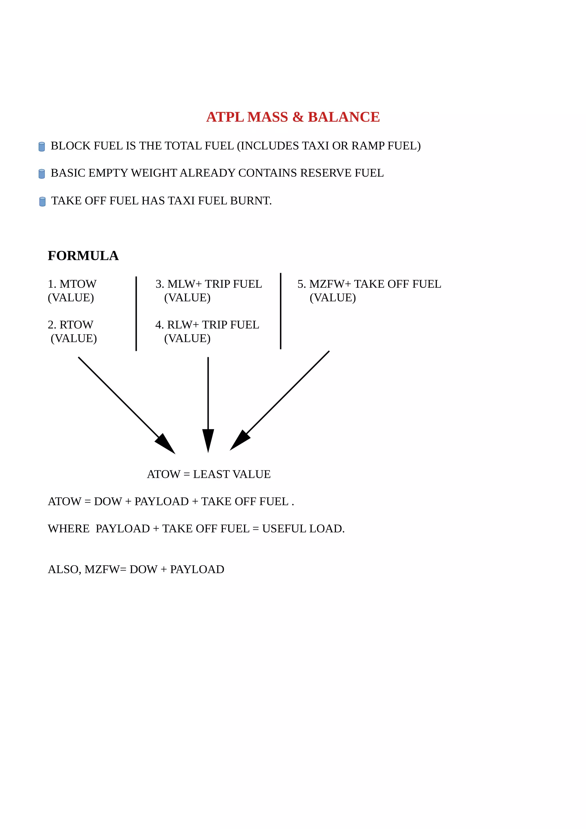 Atpl mass & balance formula | PDF
