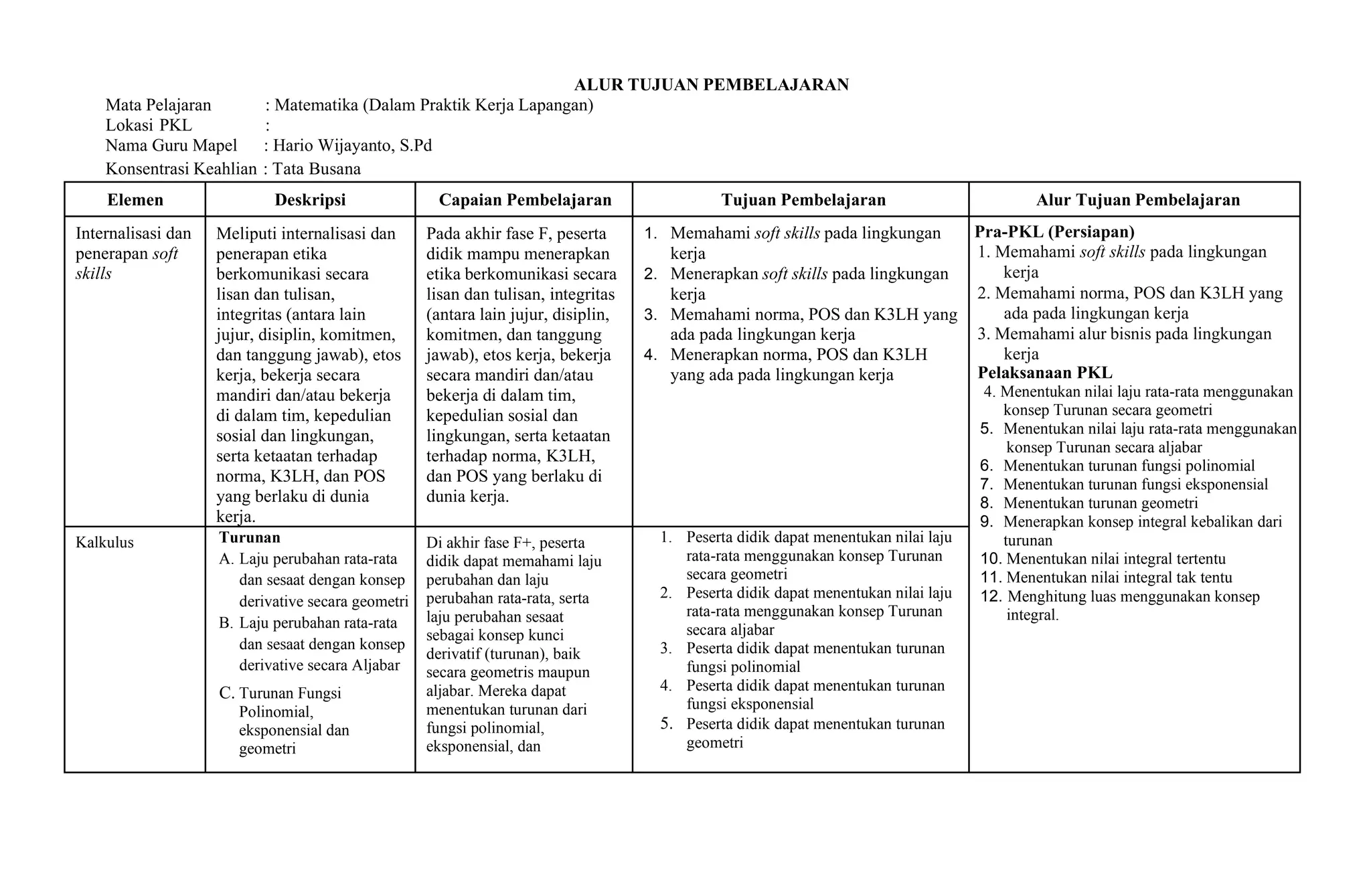 ATP PKL MAPEL MATEMATIKA 111111111111111111111111 | PDF