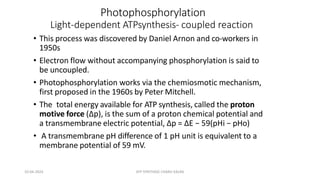 ATP SYNTHASE STRUCTURE ATP SYNTHESIS.pptx