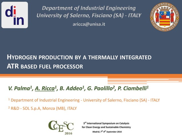 Hydrogen production by a thermally integrated ATR based fuel processor ...