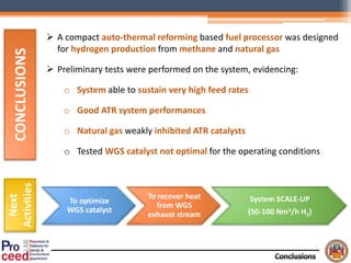 Hydrogen production by a thermally integrated ATR based fuel processor ...