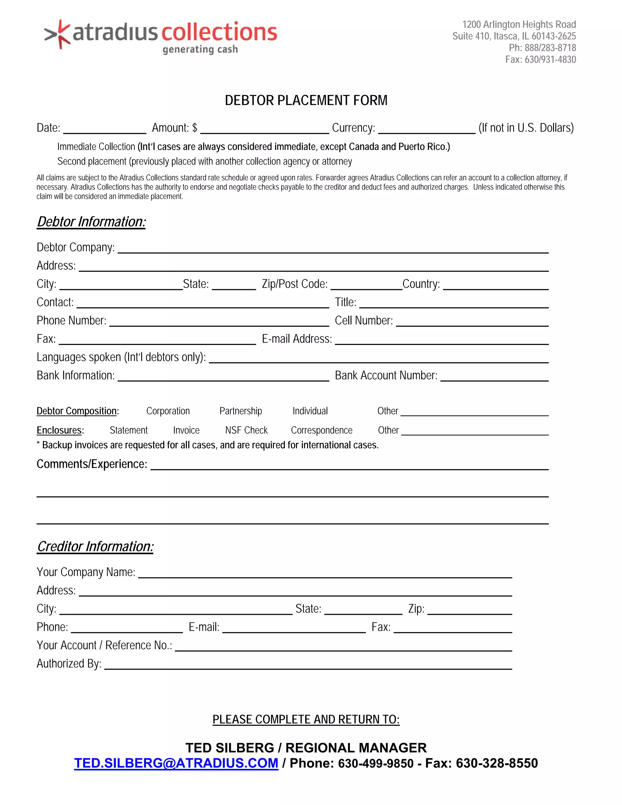 Atradius Debtor Placement Form | PDF