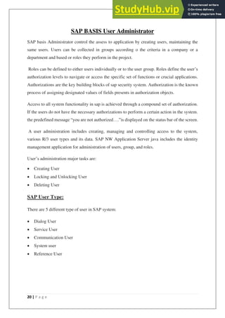 A Training Report On SAP Basis | PDF