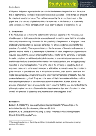 A Transcendental Argument For The Principle Of Possibility | PDF