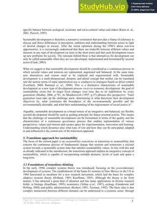 A Transition Research Perspective On Governance For Sustainability | PDF | Environment | Science