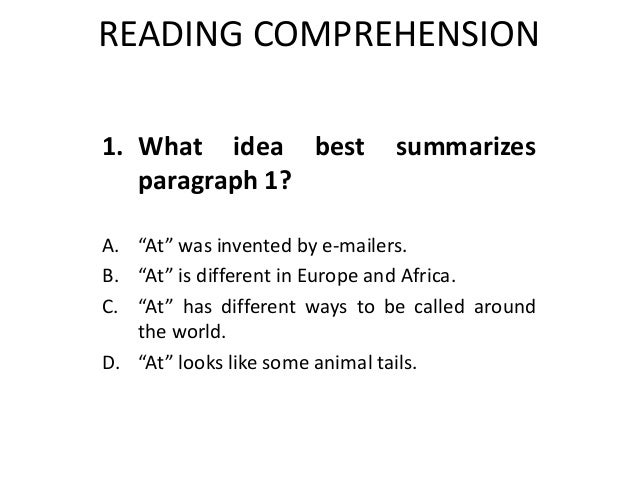 At symbol reading comprehension