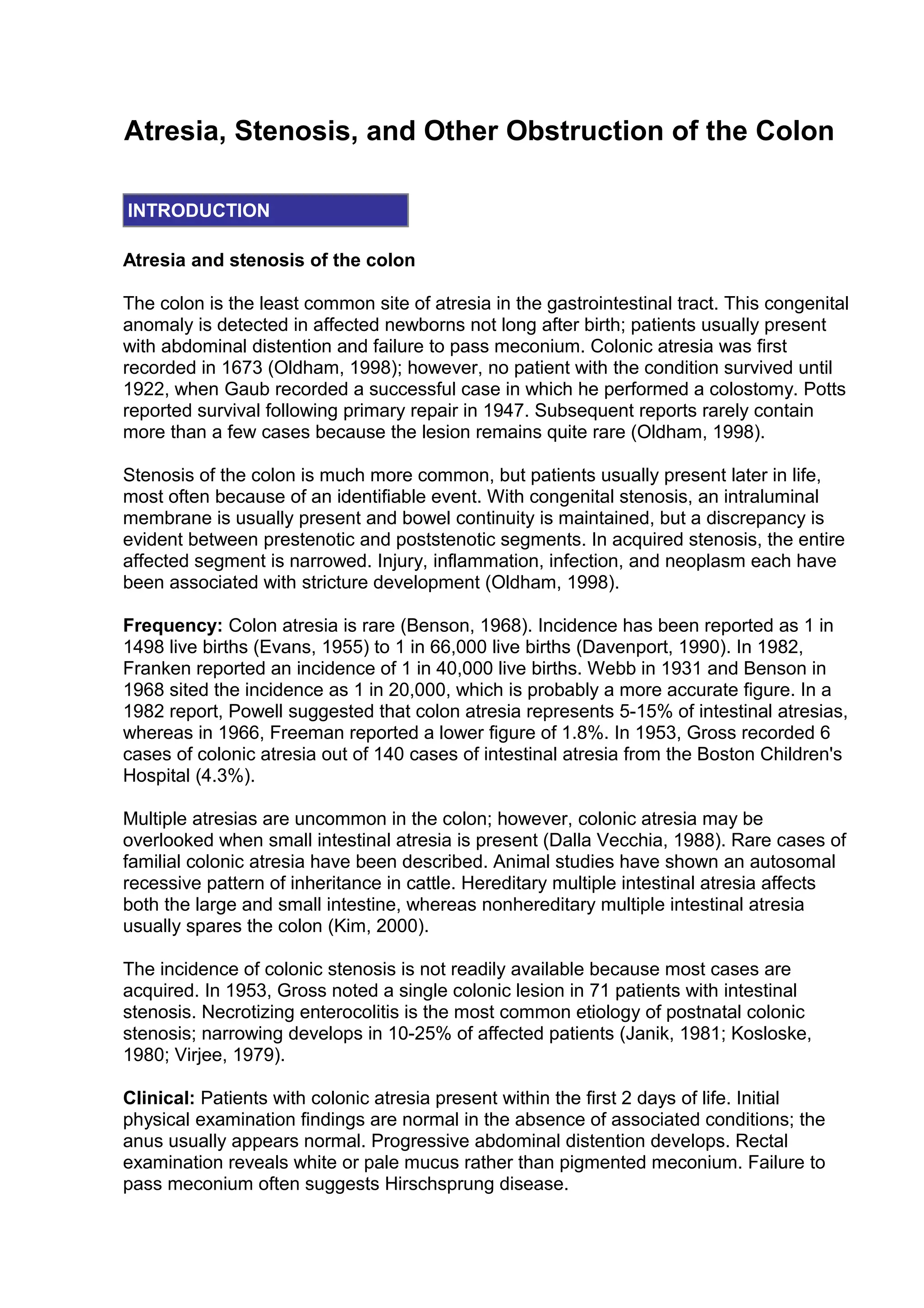 Atresia and stenosis of colon | DOC