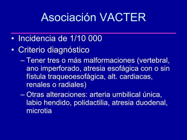Atresia esofágica – vacter | PPT