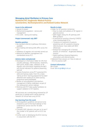 Atrial Fibrillation in Primary Care Project - National Priority ...