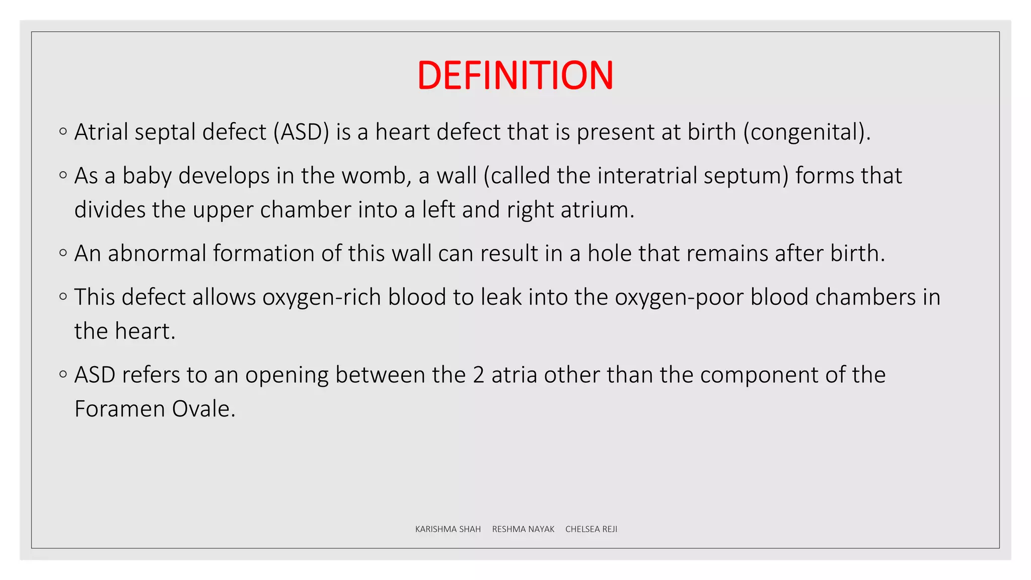 Atrial septal defect (ASD) | PPTX