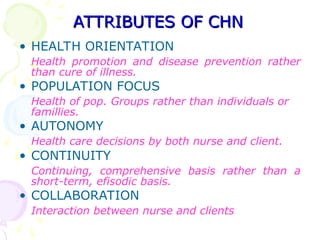 ATRIBUTES STANDAR ROLES COMMUNITY HEALTH NURSING | PPT