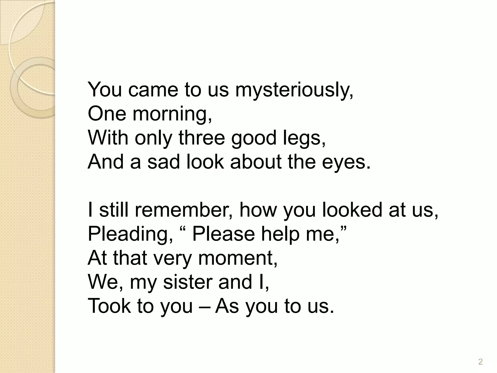 A Tribute to a Loyal Pet - Poetic Thoughts I | PPT