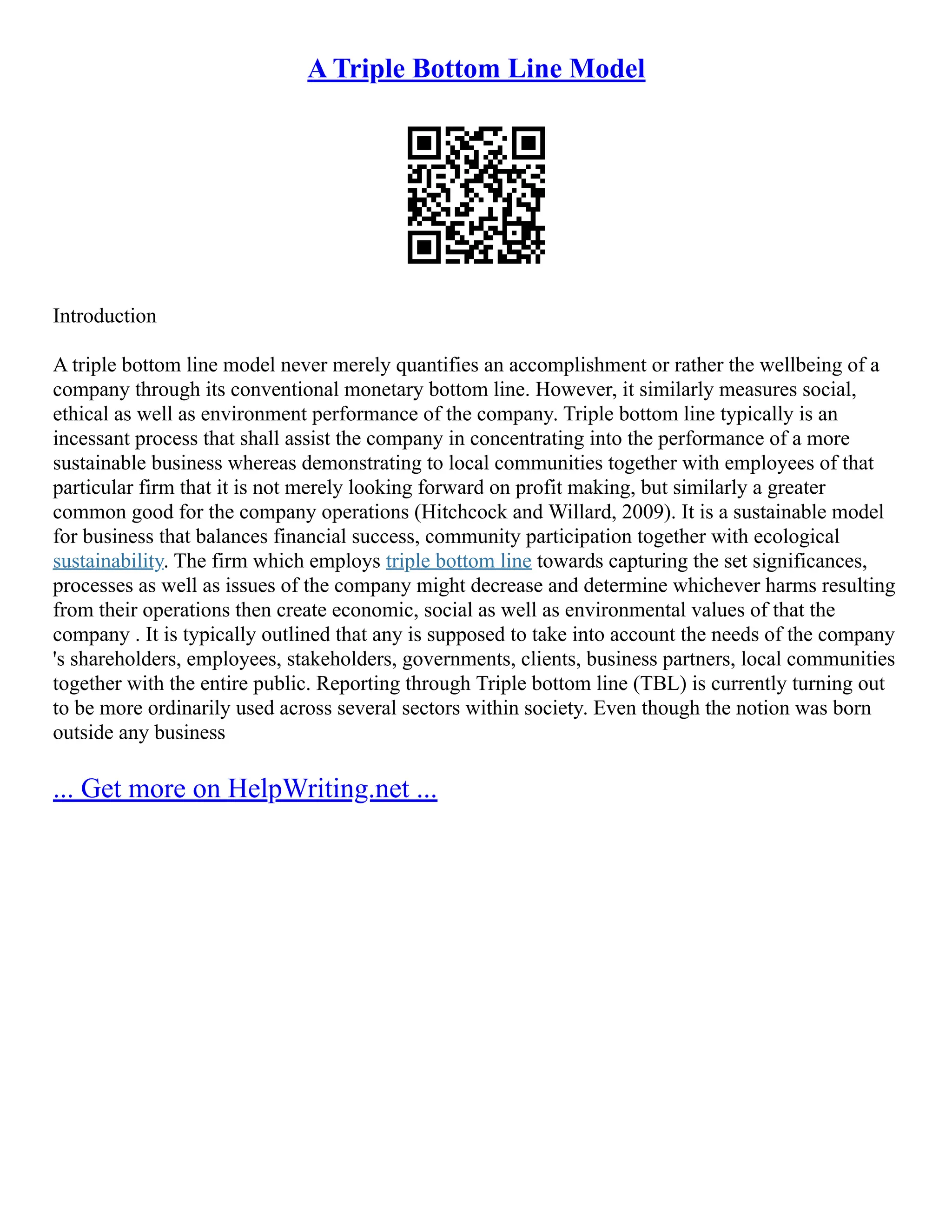 A Triple Bottom Line Model | PDF