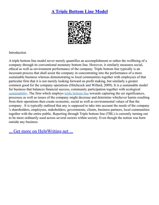 A Triple Bottom Line Model | PDF