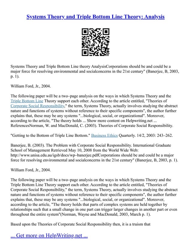 A Triple Bottom Line Model | PDF