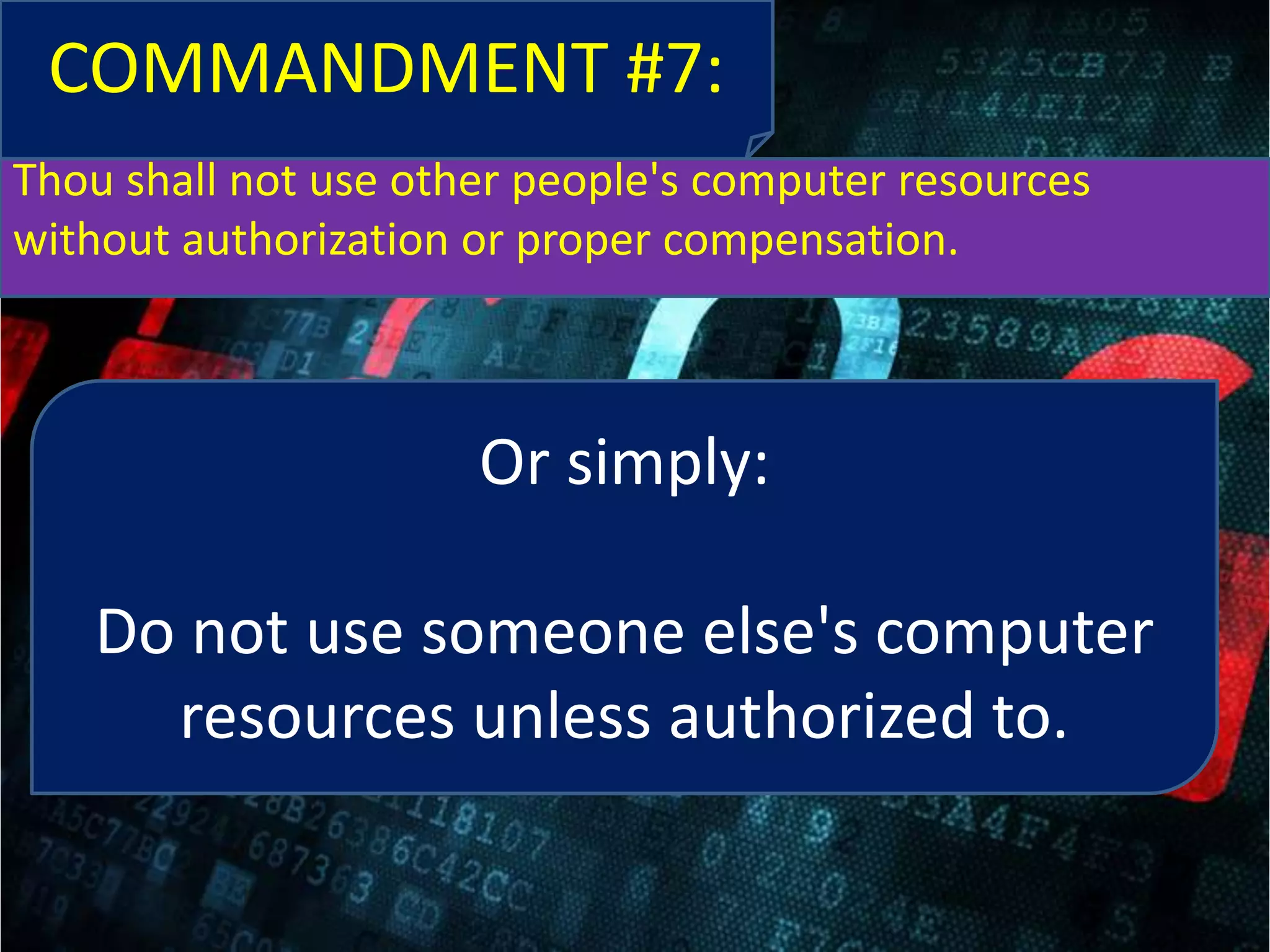 A Trip to ICT and Society Series 1 : The Ten Commandments of the ...