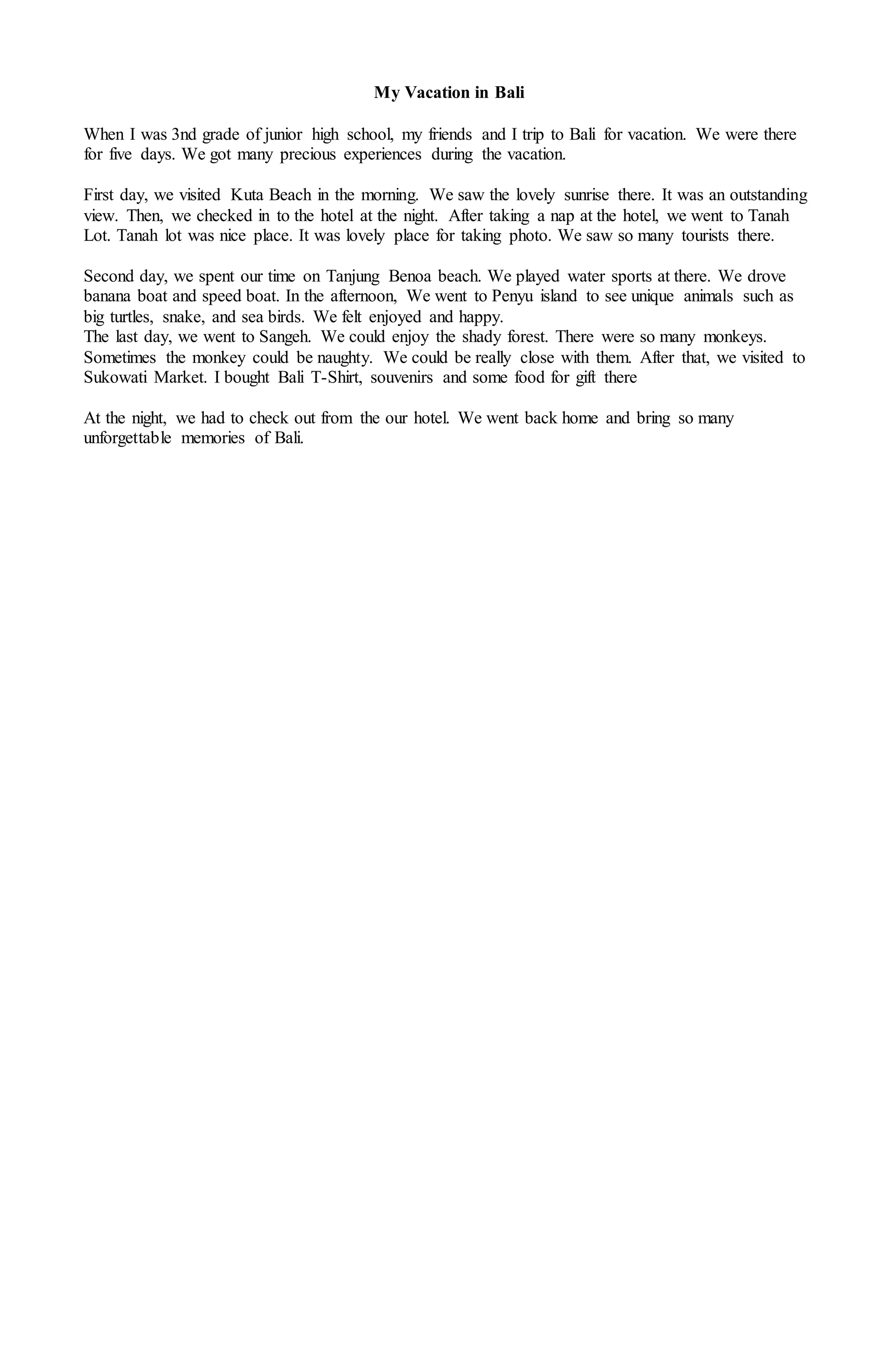 A trip to tanjung setia beach | PDF