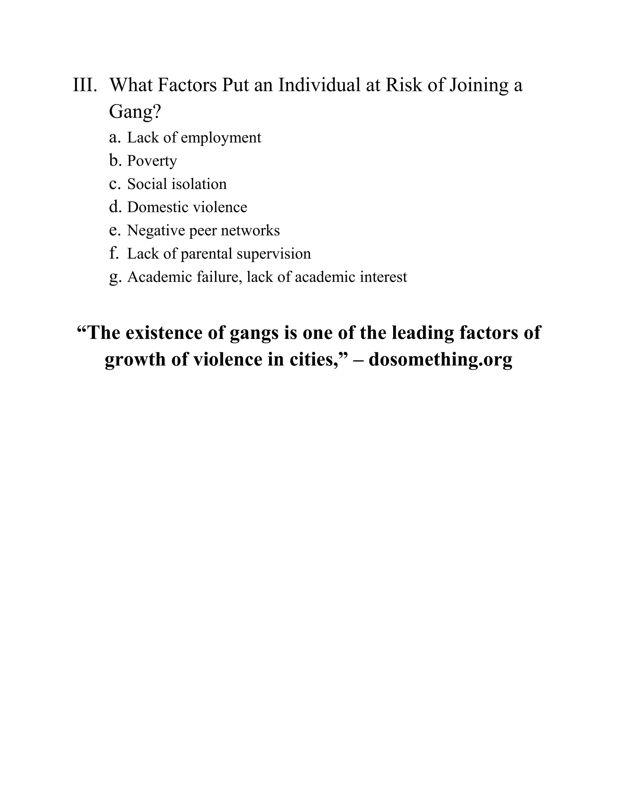 At Risk Factors of Gang Invlovement | PDF