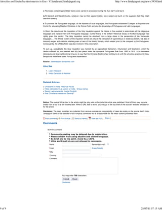 Atrocities on hindus by missionaries in goa | PDF