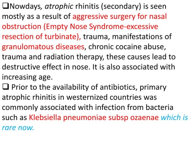 Atrophic rhinitis granulomatous disease of nose | PPT