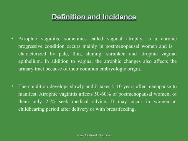 Atrophic vaginitis | PPT | Menopause | Endocrine and Metabolic Diseases