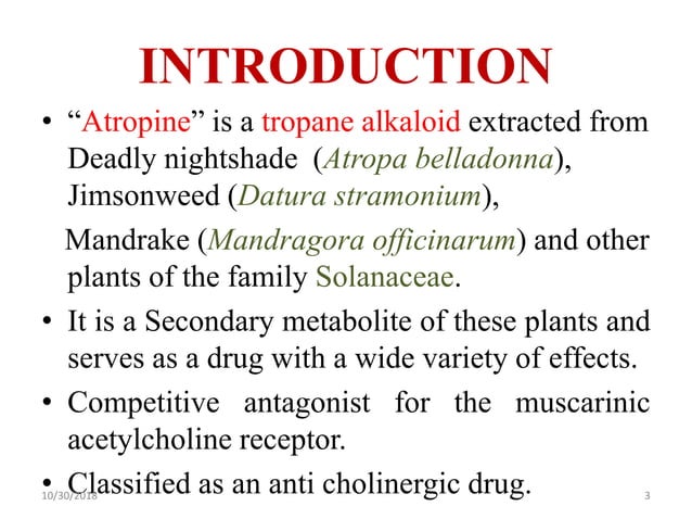 Atropine | PPTX | Chemistry | Science