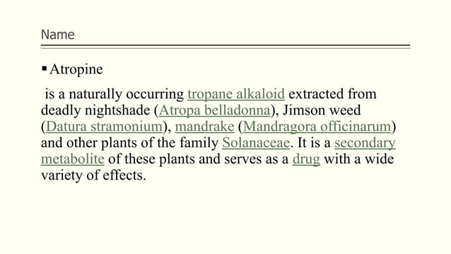 Atropine | PPTX | Eye and Vision Conditions | Diseases and Conditions