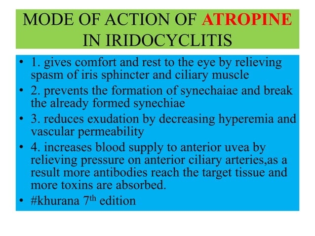 Atropine in iridocyclitis | PPTX