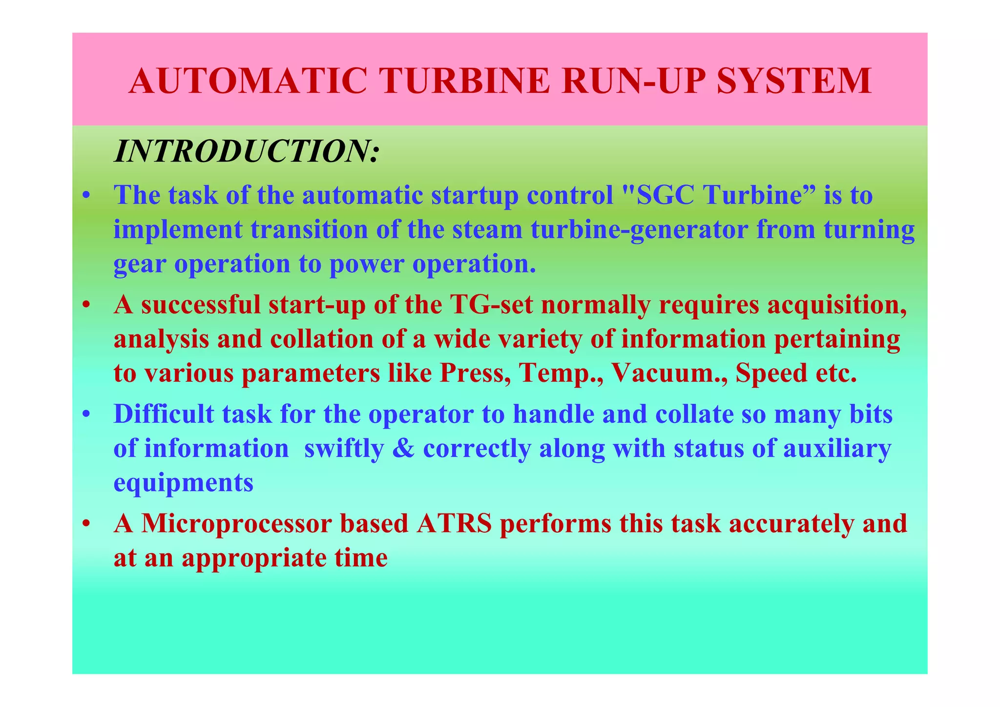 AUTOMATIC TURBINE RUNUP SYSTEM | PDF