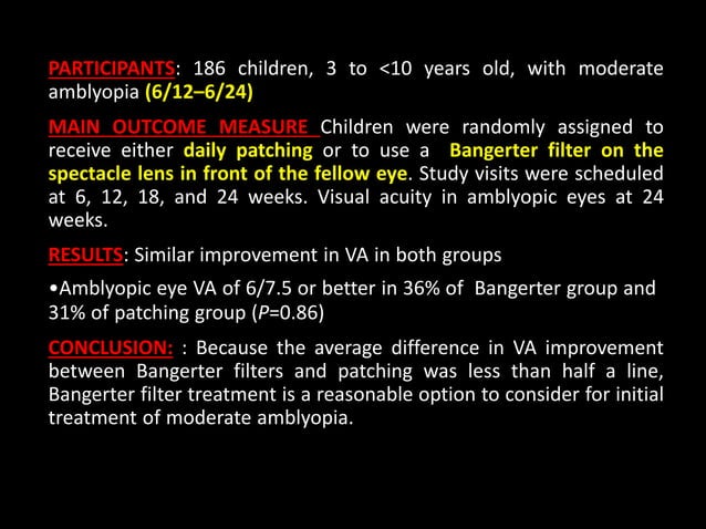 Amblyopia treatment study (ATS) for children | PPT
