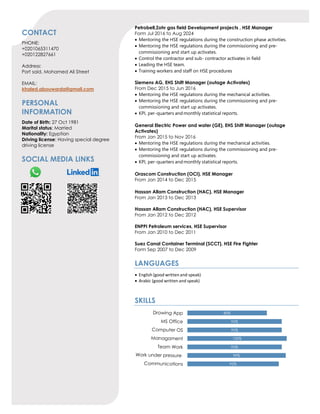 HSE Professional Khaled Abouwarda HSE Director / Manager | PDF