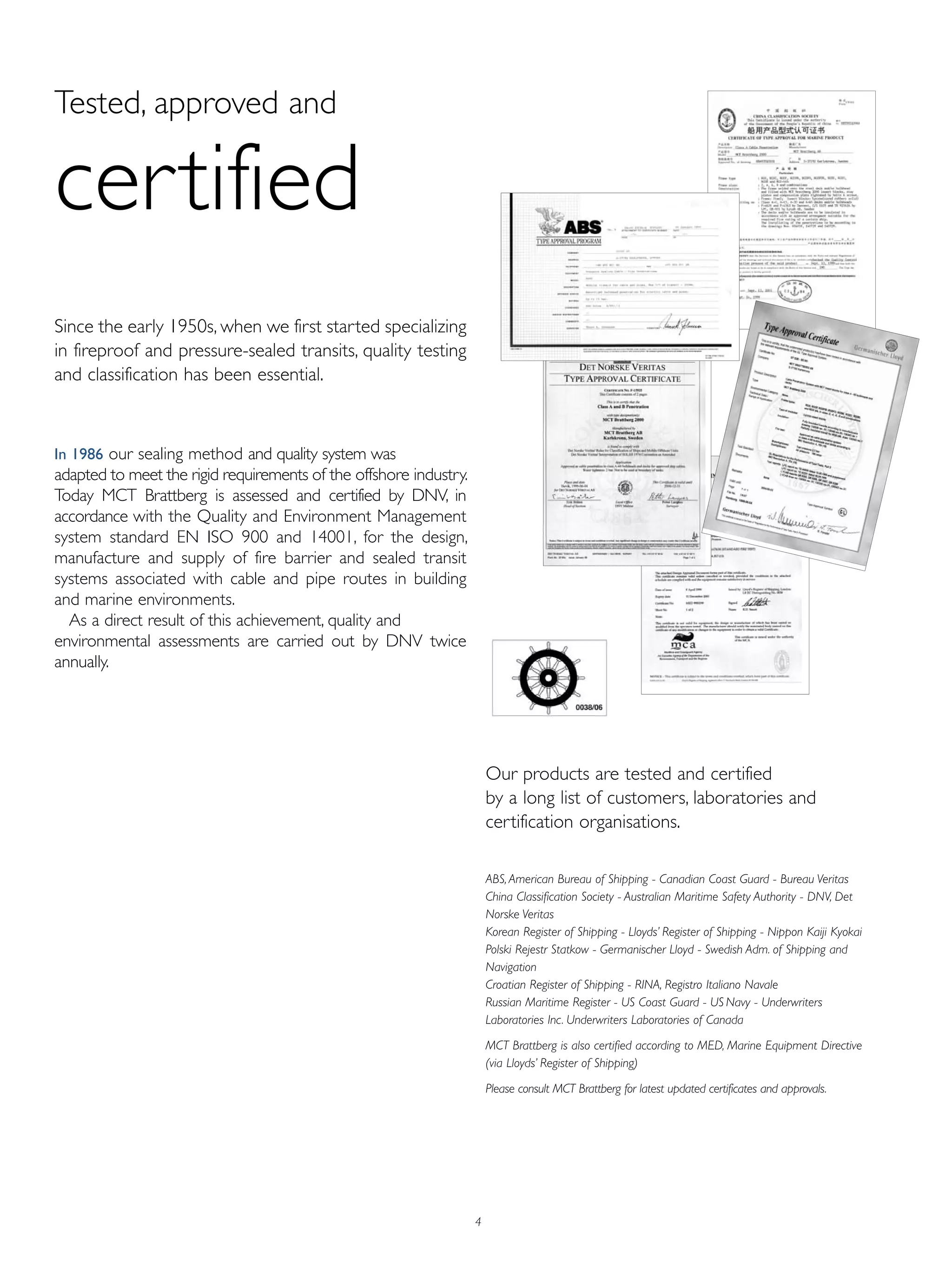 MCT Brattberg - Cable & Pipe Sealing Transits, Marine | PDF