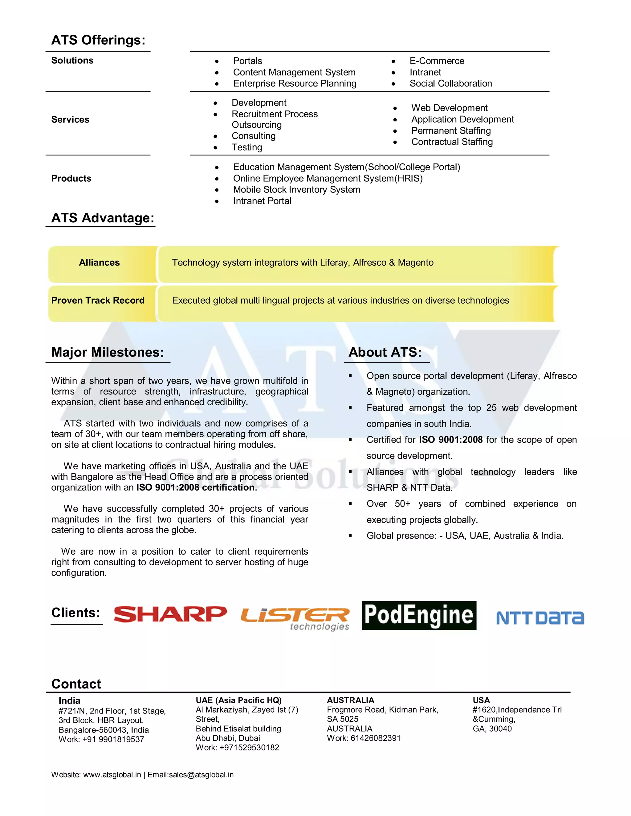 ATS Global Solutions-Corporate Profile | PDF