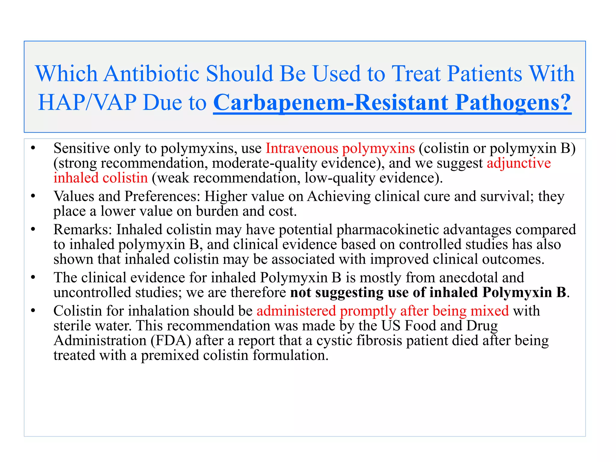VAP/HAP management guidelines by IDSA/ATS (2016) -: Dr.Tinku Joseph | PPTX
