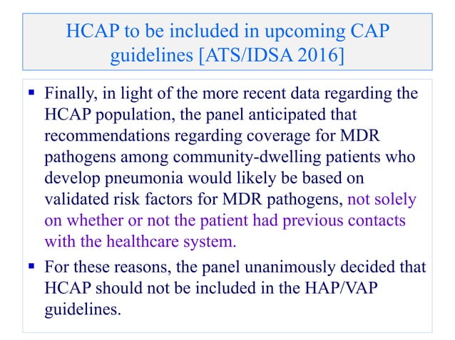 VAP/HAP management guidelines by IDSA/ATS (2016) -: Dr.Tinku Joseph | PPTX